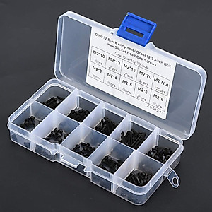 300PCS M2 x 3-20mm 12.9 Grade Black Hex Socket Screw Bolt and Nut Kit Alloy Steel Button Head Socket Bolts