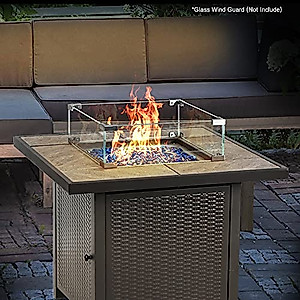 BALI OUTDOORS 32 Inch Gas Fire Pit Table, 50,000 BTU Outdoor Propane Gas Firepits for Patio and Garden, Brown