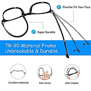 Blue Light Blocking Glasses for TV Phone Computer Gaming Screen Men and Women, TR90 Frame, Anti Eyestrain UV, 2 Pack