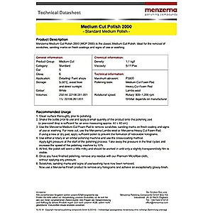 menzerna Medium Cut Polish 2000 32 oz New. (Former PO91E & PO91L)