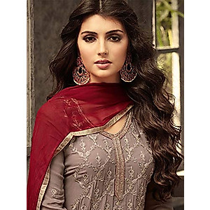 Indian Pakistani Dresses for Women Palazzo Style Embroidered Salwar Kameez Suit 47001 (Red, M-40)