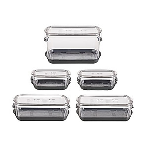 Progressive International Prepworks ProKeeper Food Fresh Produce Storage Container Set, 5- Piece, Clear Containers with Gray Sealed Tight Lids