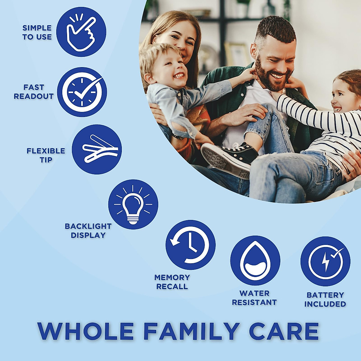 Healthwise Digital Thermometer | 8-Second Readout | Jumbo Backlit Display | Flexible Tip