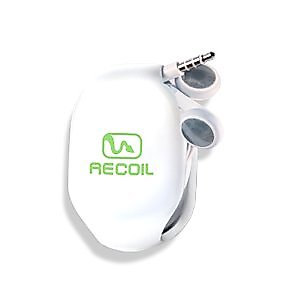 Recoil Automatic Cord Winder for Headphones and Earbuds. No More Tangled Headphones! The Original Retactable Cord Organizer. White, Size Small