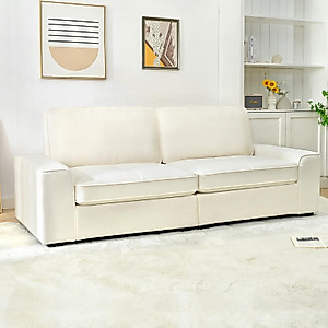 HALLYBEE 88.6" White Couch, Modern Sofa for Living Room, Comfy Couch with 2 Extra Deep Seat Removable Sofa Cushion, Cream Couch for Apartment, Chenille