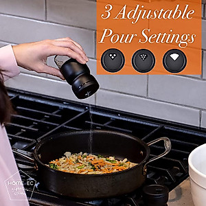 HOME EC Glass Salt and Pepper Shakers Set with Adjustable Pour Holes - Stainless Steel Salt Shaker and Pepper Shaker - Farmhouse Salt and Pepper Shaker Set for Himalayan, Kosher Sea Salts & Spices