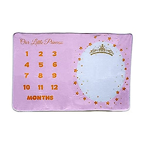 My Peanut's Brand Organic Baby Monthly Milestone Blanket - Newborn Growth Chart - Premium Super Soft - Registry Gift - Princess Theme - Includes Gold Heart and Pink Flower Frame