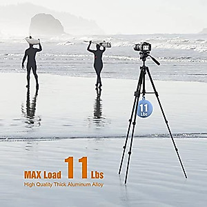 Smvchen 74.8"Camera Tripod with Fluid Head Phone Clip 2 Quick Release Plate 3 Metal Feet for DSLR Camera Video Camera Panoramic Camera Sports Camera Projectors Telescopes and Iphone14 Max Load 11 Lbs