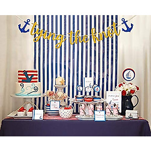 Tying The Knot Gold Glitter Banner for Nautical Beach Wedding Bridal Shower Anchor Cruise Banner Decorations