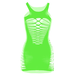 Vorifun Womens Babydoll Hollow Fishnet Lingerie Hot Mini Dress Tube Chemise Bodysuit (Green)