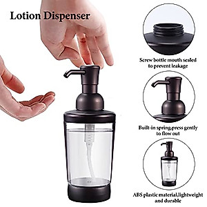 SLDIYWOW Bathroom Accessories Set, 8-Piece Plastic Gift Set with Toothbrush Holder, Toothbrush Cup, Soap Dispenser, Soap Dish, Toilet Brush Holder, Trash Can and Qtip Holders (Bronze)