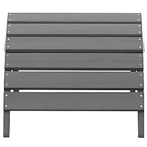 SERWALL Folding Adirondack Ottoman for Adirondack Chair, No-Assembly Weather Resistance Outdoor Footstool, High Impact Polystyrene Folding Adirondack Footrest, Gray