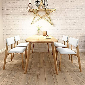 WoodShine Mid Century Modern Real Solid Wood Dining Table, Working Desk,47 Inch,Natural…