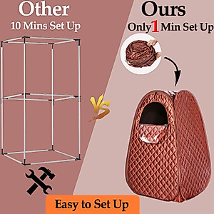 Single Person Sauna, Portable Steam Sauna Full Body for Home Spa, Sauna Tent with Steamer 2.6L 1000W Steam Generator, 90 Minute Timer, Chair, Remote Control Included(Brown)