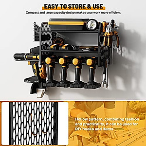 VOPEAK Power Tool Storage Rack with 6 Drill Storage, Pegboard Drill Holder Tool Shelf, Garage Storage Rack for Cordless Drill, Father's Day, Light Black