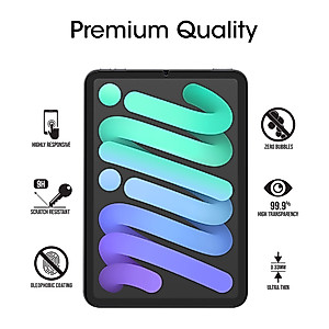 amFilm Glass Screen Protector for iPad Mini 6 (2021), 9H, Apple Pencil 2nd Compatible, Tempered Glass, 2 Pack