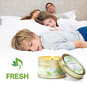 STRN Citronella Candles Outdoor, Scented Candles, Summer Soy Wax Candles, Lemongrass Candles for Outdoor&Indoor, Travel Tin Candles Set for Garden and Camping (6 Packs)