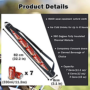 Beer Sleeve for Golf Bag, Insulated Golf Cooler Bag, 900D Wear-Resisting Fabric, Keep 6-7 Canned Beverages Cold, Golf Gifts for Men, Golf Beer Sleeve for Golf, Outdoors, Camping