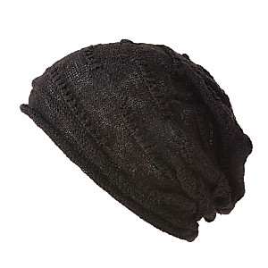 Casualbox Mens Womens Cotton Beanie Hat Light Weight Cooling Summer Unisex Black,Free Size