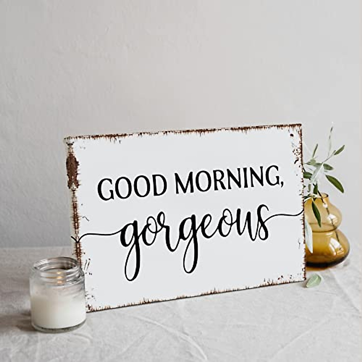 Good Morning Gergeous Hello There Handsome Canvas Wall Art Prints,Anniversary Engagement Paintings Prints Gifts,11x14 inches Set Of 2 Artwork For Couples Themed Decor Bedroom Living Room Decorations