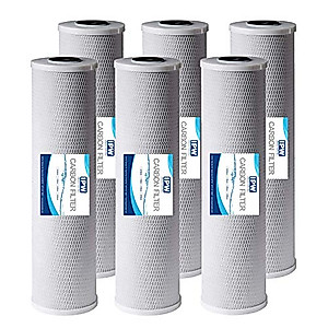 20" x 4.5" Full Flow Coconut Shell Water Filter Cartridge | Activated Carbon Block CTO | Compatible with CB-45-2005, EP-20BB, CBC-20BB, EP-20BB, MatriKX 32-450-20-GREEN, Filtrex FXB20CL2, 6 Pack