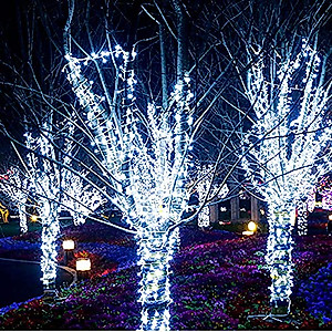 GNIXLING 393.7ft 1000 LED White Christmas Lights Outdoor, Waterproof Solar String Lights for Wedding Garden Patio Restaurant Hotel Commercial Building Shopping Center Christmas. (White)