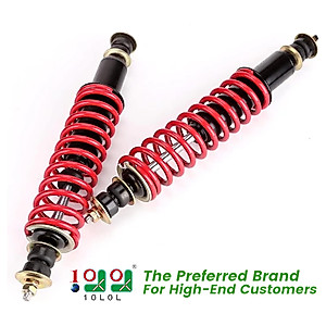 10L0L Front Rear Coil Over Shock Fits EZGO TXT Medalist 1994+ Newer Gas or Electric Golf Cart, Heavy Duty, Replaces OEM# 70928-G01 76418-G01, 2- Pack (Red Shocks)