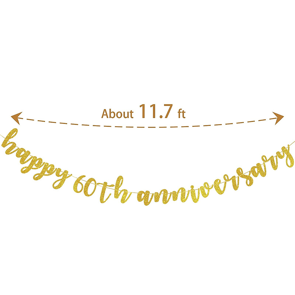 Dalaber Happy 60th Anniversary Banner, 60th Wedding / Anniversary Party Decorations, Happy Anniversary Theme Party Sign Anniversary Banner - Gold
