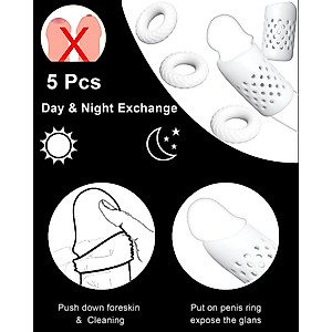 5 Different Sizes Cock Ring Set Penis Sleeve Adult Sex Toys & Games for Men and Couples Penis Ring Pump Sheath Cock Rings for Men Erection Sex Extender Girth Extension Male Sex Toy Sleeve Enlarger