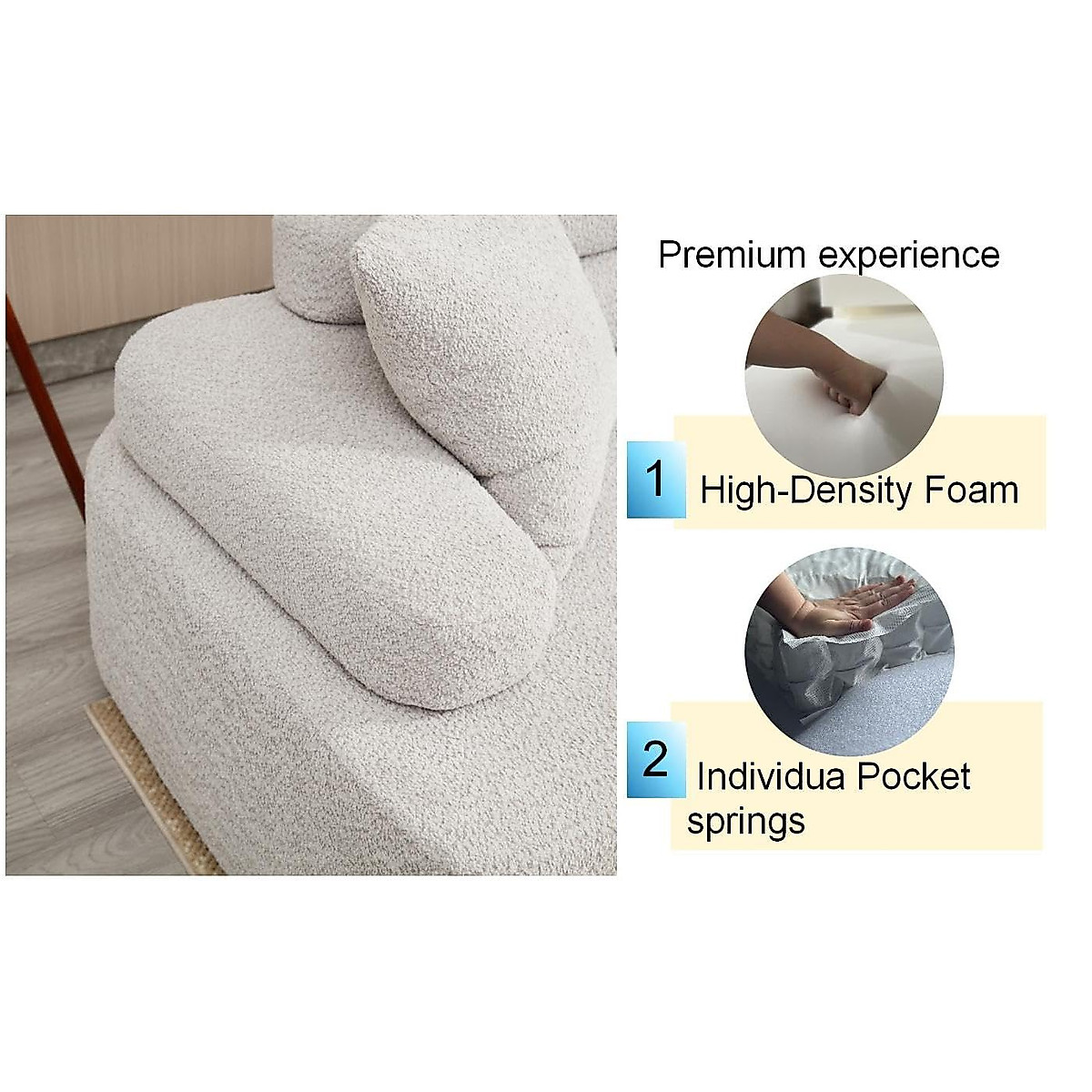 Yoglad Curved Modular Sectional Couch with 4 Pillows, Comfy Floor Sectional Sofa,Free Combination Deep Seat Furniture Sets for Living Room Bedroom Apartment (Light Gray)