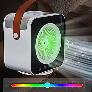 Mini Portable Air Conditioner Fan, LED Touch Oscillation Evaporative Air Cooler Fan 3 Speeds, USB Rechargeable Battery Powered Air Conditioner with Humidifier for Room Home Office Camping