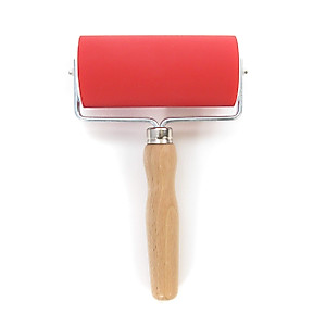 American Educational Products A-131500 ABIG Press Rollers, 4" Wide (5 mm=0.2" Rubber Thickness) Plastic Core and Beechwood Handle