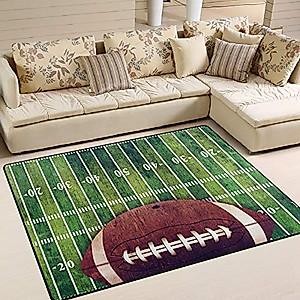 ALAZA Grunge American Football Field Non Slip Area Rug 5' x 7' for Living Dinning Room Bedroom Kitchen Hallway Office Modern Home Decorative