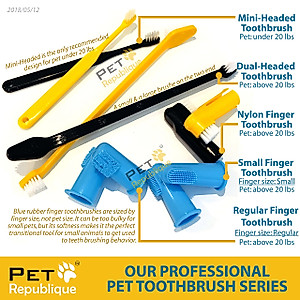 Pet Republique Dog Finger Toothbrush Set of 6 - Dental Brush for Large to Small Dogs, Cats, and Most Pets