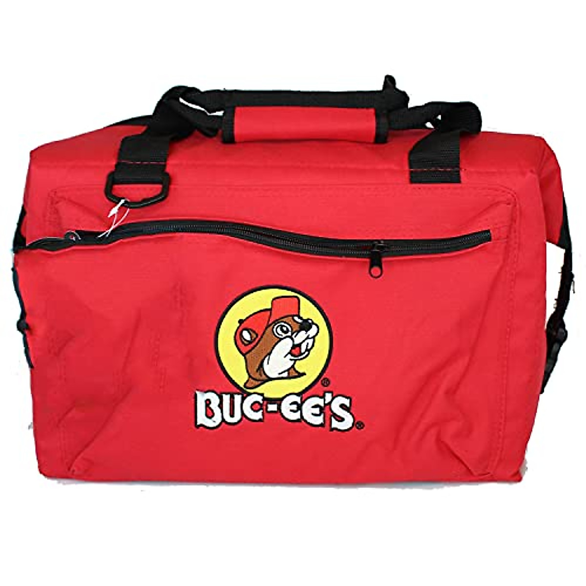 Buc-ees Traveling Cooler Bag-Leak Proof Cooler Bag For Camping, Picnic, BBQ, Hiking, Beach Lunch Box-Reusable Deep Freeze Cooler Bag For 24 Cans Of Coke, Cold&Lunch For All Your Friends & Family (Red)