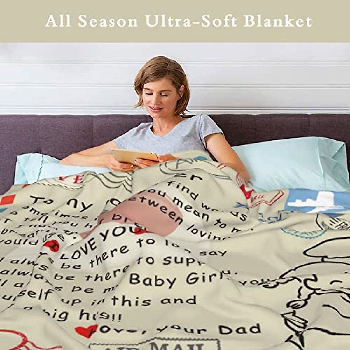 to My Daughter Blanket from Dad | Super Soft Daughter Gifts Letter Printed Throw Blankets 50"x60" | Daughter Gifts from Dad for Bed Couch | Valentines Birthday Present Ideas for Daughter from Dad