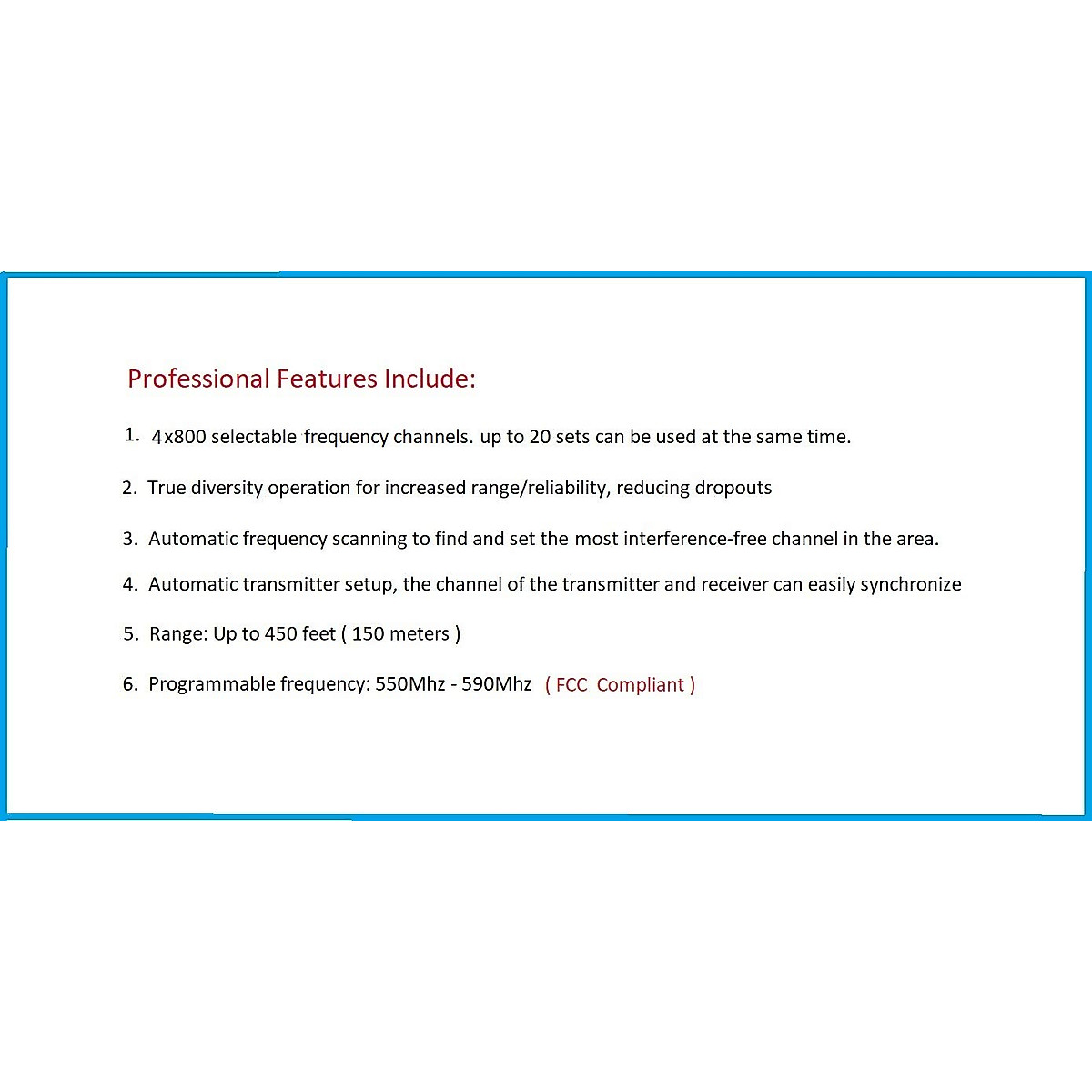 GTD Audio 4x800 Selectable Frequency Channels UHF Diversity Wireless Hand-held/Lavalier/Lapel/Headset Microphone Mic System 400fts