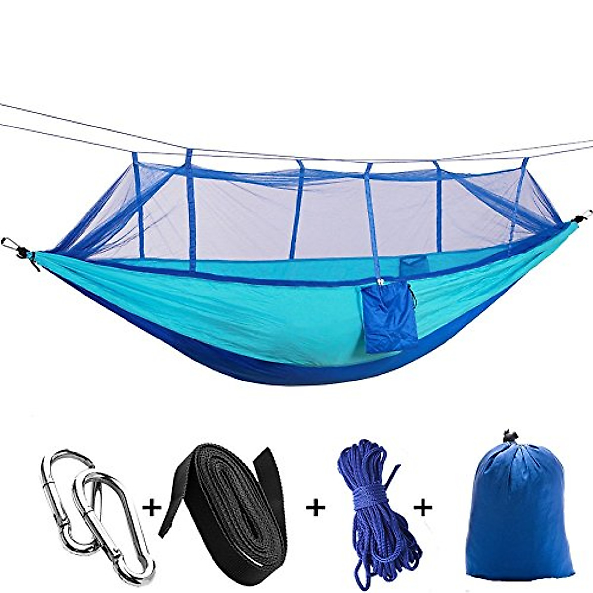 KEPEAK Camping Hammock with Net Netting, Single & Double Tree Hammock Net, Lightweight Nylon Portable Hammock for Backpacking, Camping, Travel, Beach, Yard