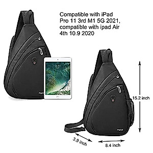 MOSISO Sling Backpack,Travel Hiking Daypack Pattern and Fan-shaped Rope Crossbody Shoulder Bag, Navy Blue Base Totem Texture&Black