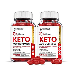 Justified Laboratories (2 Pack) Lifetime Keto ACV Boost Gummies 1000MG with Pomegranate Juice Beet Root B12 120 Gummys