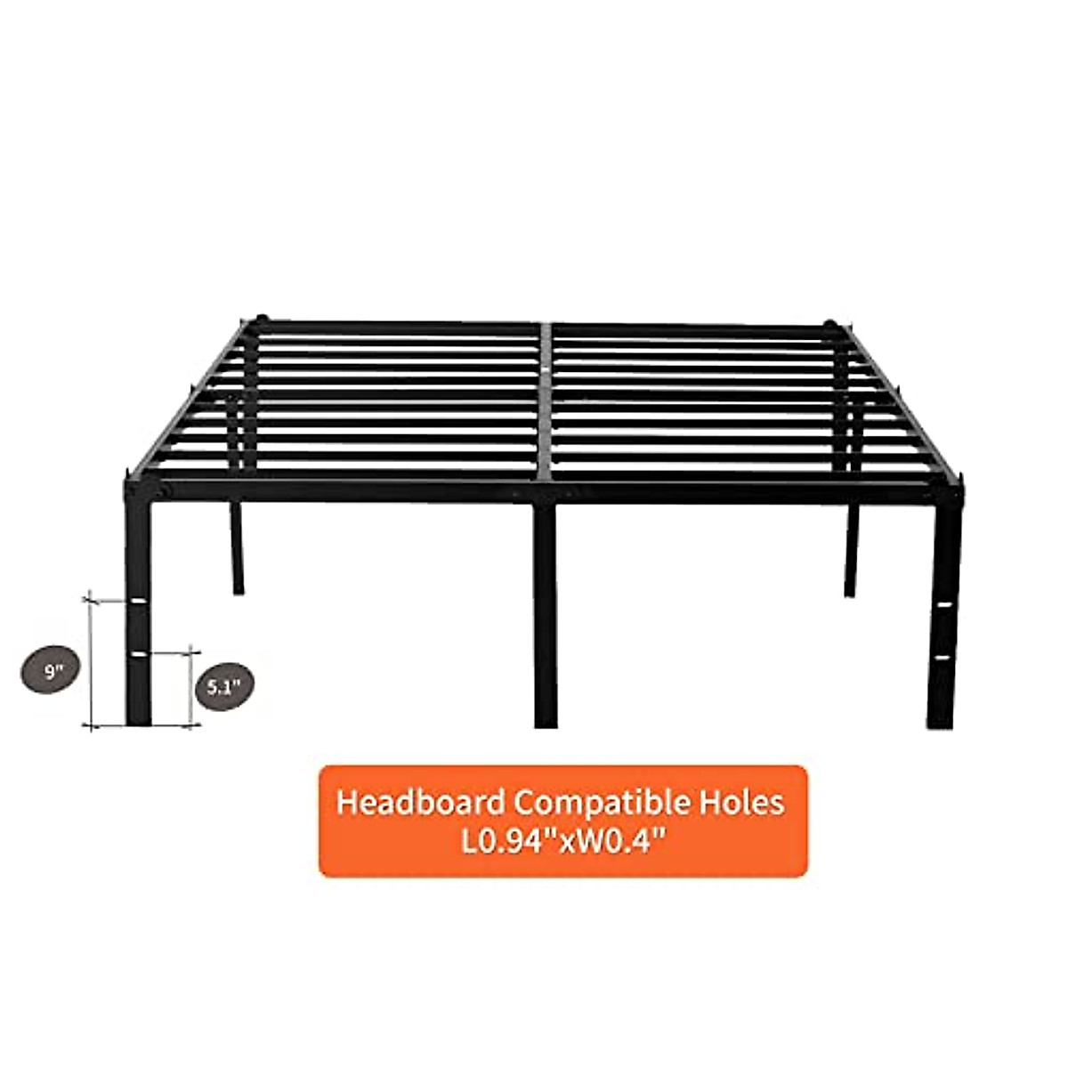 Veezyo Metal Bed Frame King - 18 Inch Black Metal Platform Bed Frame, Easy Assembly with Large Storage Space, 3,500lbs Heavy Duty, No Box Spring Needed (King)