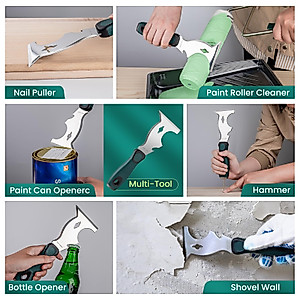 CoatPro Twools -Putty Knife, Paint Scraper, 10 in 1 Multi-Use Scraper Tool, Metal Scraper, Carbide Scraper with Hammer End, Paint Scrapers for Wood, Paint Scraper Tool for Painting