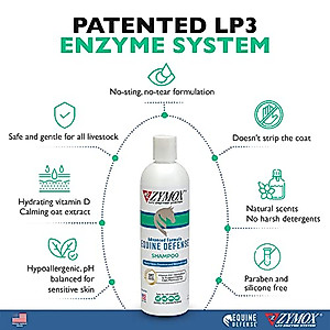 Zymox Equine Defense Advanced Formula Shampoo, 12oz. – Horse Coat Care: Cleans, Refreshes, Hydrates & Nourishes Skin, Mane & Tail