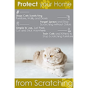 Anti Scratch Furniture Protector Tape - Cat Tape Couch Protector for Cats - Forget Cat Repellent Spray for Furniture, Cat Scratch Tape is The Odor Free Cat Scratch Deterrent for Furniture