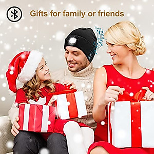 Ocatoma Bluetooth Beanie Warm Hat with Light Headphone Unique Tech Gifts for Men Dad Him Teenage Christmas Stocking Stuffers Black