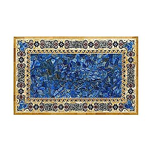 48" x 30" Inch Black Marble Dining Table/Coffee Table Lapis Lazuli Italian Pietra Dura Design Outdoor Indoor Table, Office Table, Conference Table