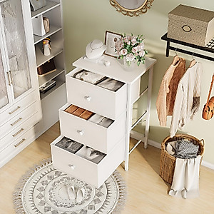 BOLUO White Night Stand with Drawers 3 Drawer Dresser for Bedroom, Tall Nightstand for Closet Dorm Modern Bedside Table