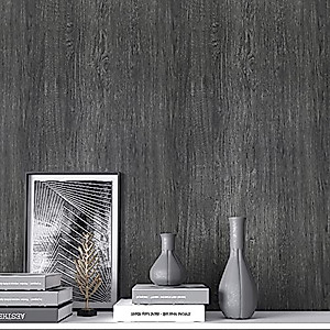 CRE8TIVE 24"x354" Dark Grey Wood Wallpaper Peel and Stick Large Size Self Adhesive Wood Grain Contact Paper Countertops Waterproof Thickened Distressed Wood Vinyl Wrap for Kitchen Cabinets Furniture