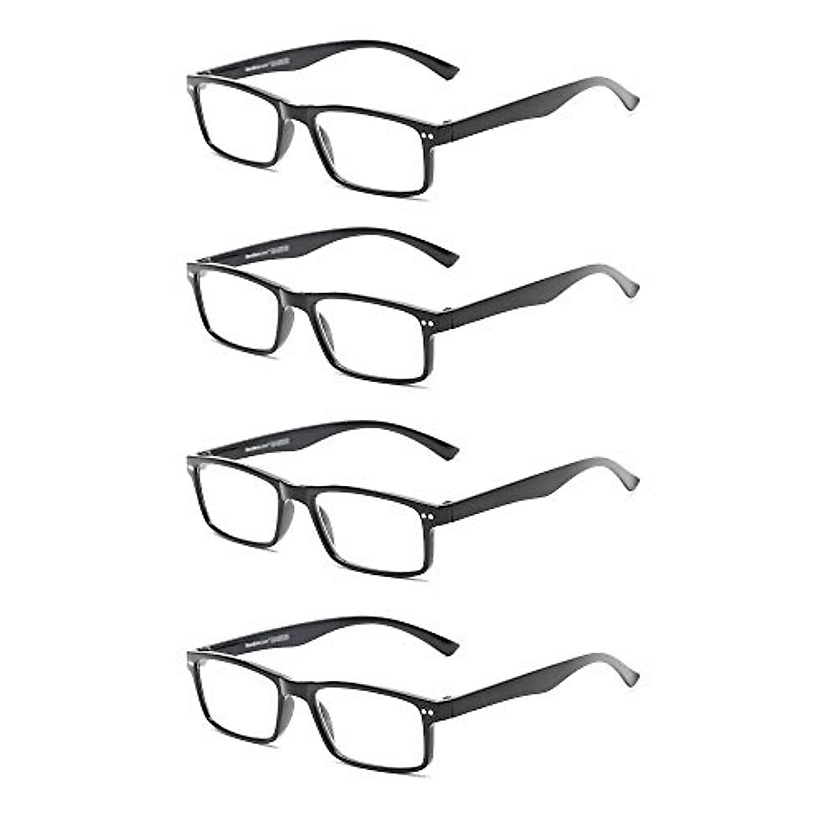 Readers Readers.com Fully Magnified Reading Glasses: The Cordon - 4 Pairs, Classic Rectangle for Women and Men - Black, 2.50