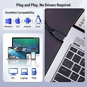 Tera Barcode Scanner Desktop Omnidirectional: 1D 2D QR Hands Free USB Wired Bar Code Reader Adjustable Scan Head Plug and Play for POS Supermarket Retail Store Mobile Payment Model 9000